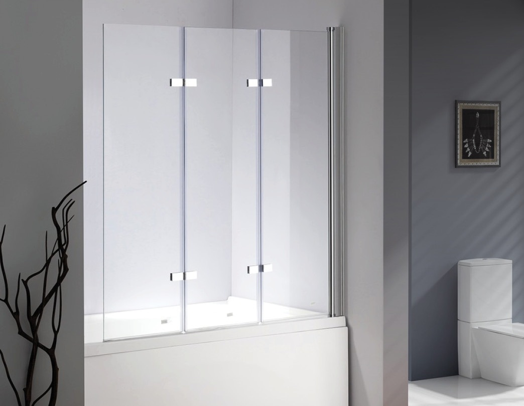 Buy 3 Fold Chrome Folding Bath Shower Screen Door Panel 1300mm x 1400mm ...