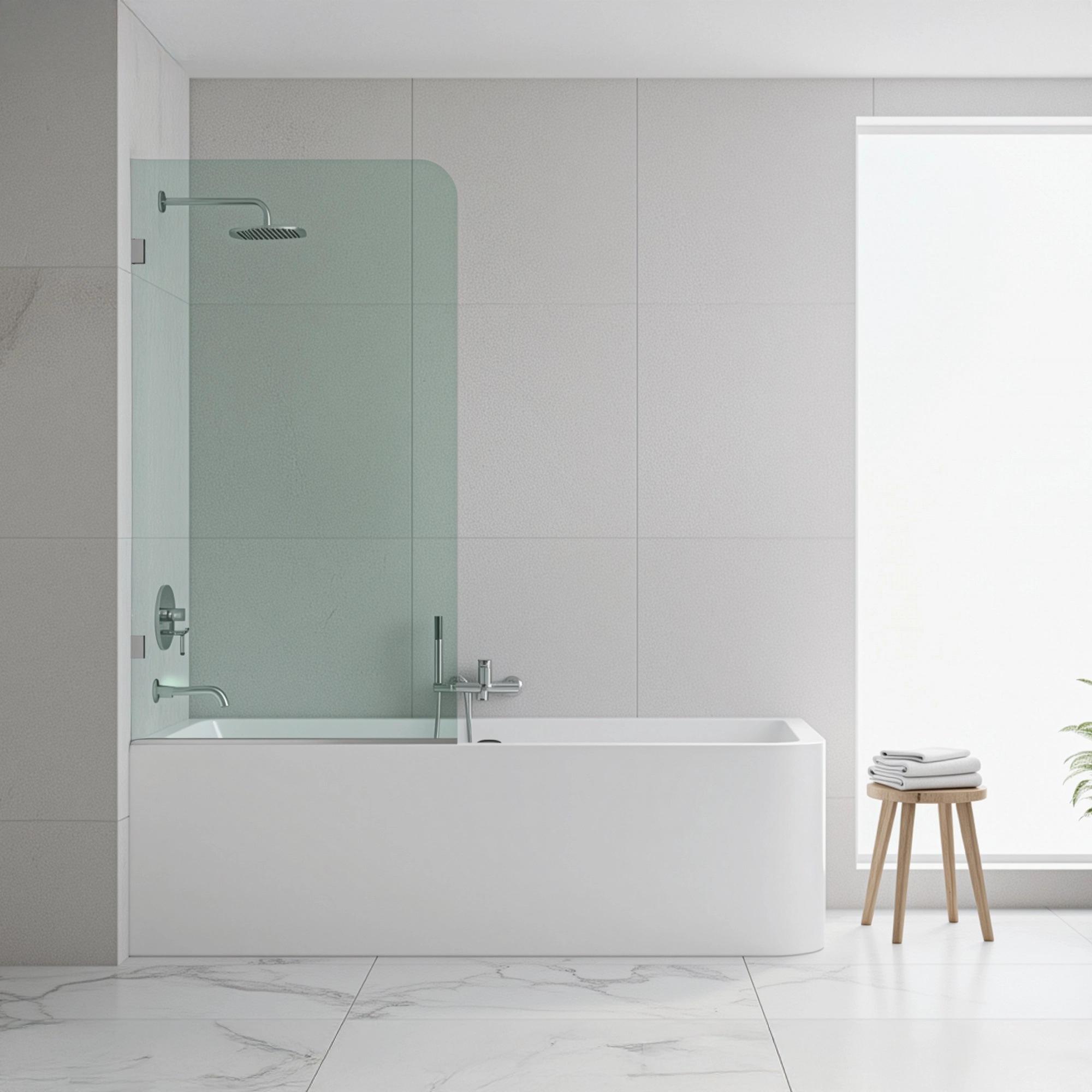 Buy 70cm Frameless Glass Bath Screen with Brackets - White - MyDeal ...