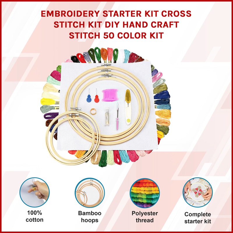 Buy Embroidery Starter Kit Cross Stitch Kit DIY Hand Craft Stitch 50 ...