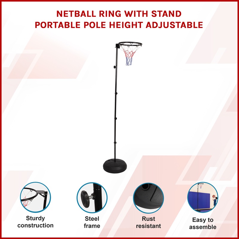 Buy Netball Ring with Stand Portable Pole Height Adjustable - MyDeal