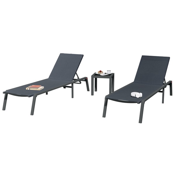 Buy Jabari Sunbed & Utila Table Outdoor Lounge Set - Dark Grey - MyDeal ...