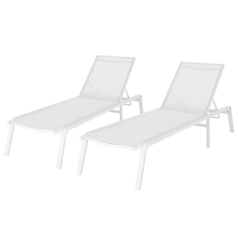 Buy Jabari Textilene & Aluminium Outdoor Sunbed (Set of 2) Cream White ...