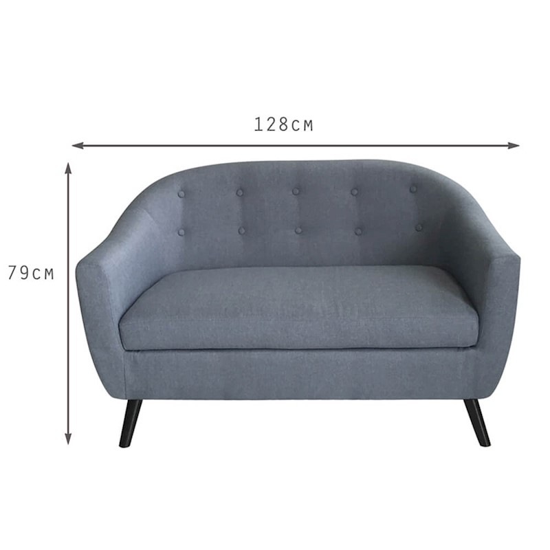 Buy Luxo Kouvola 2 Seater Scandinavian Sofa - Azure Grey - MyDeal
