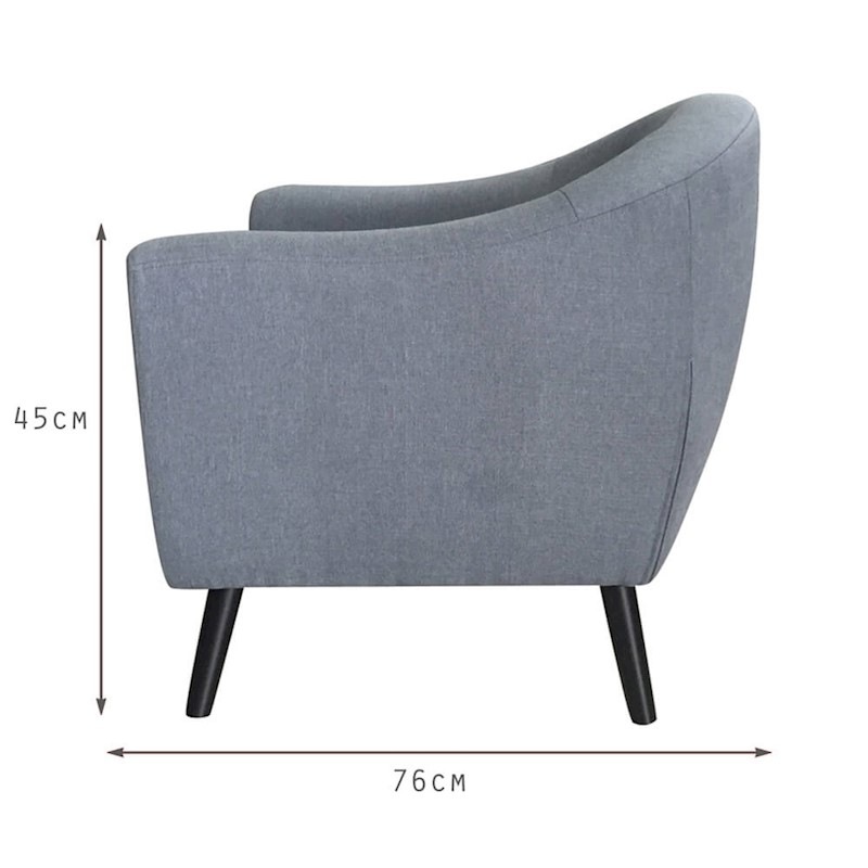 Buy Luxo Kouvola 2 Seater Scandinavian Sofa - Azure Grey - MyDeal