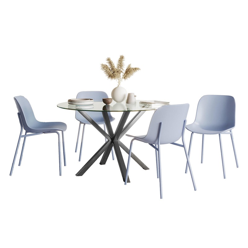 Buy Rylee Dining Table and 4 Bonita Dining Chairs - Blue Slate - MyDeal