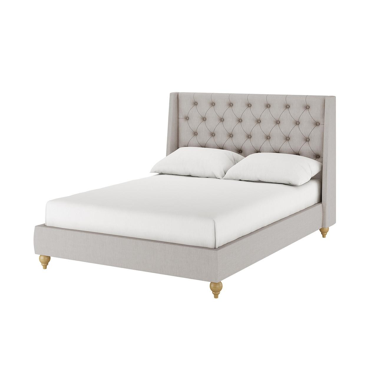 Buy Vilania Tufted Fabric Bed Frame with Headboard - Grey Double Grey ...
