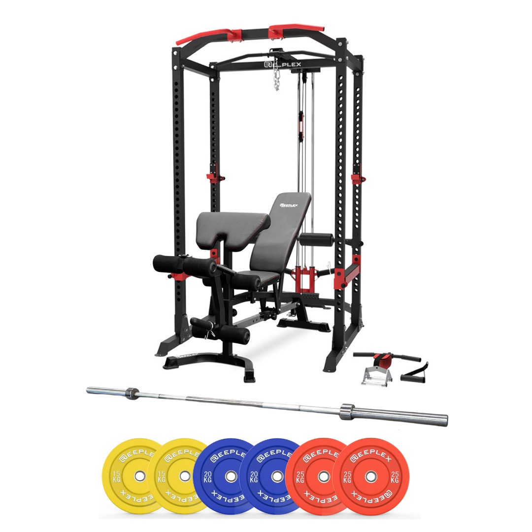 Buy Reeplex Power Rack with Lat Pulldown + Adjustable Bench + 140KG ...