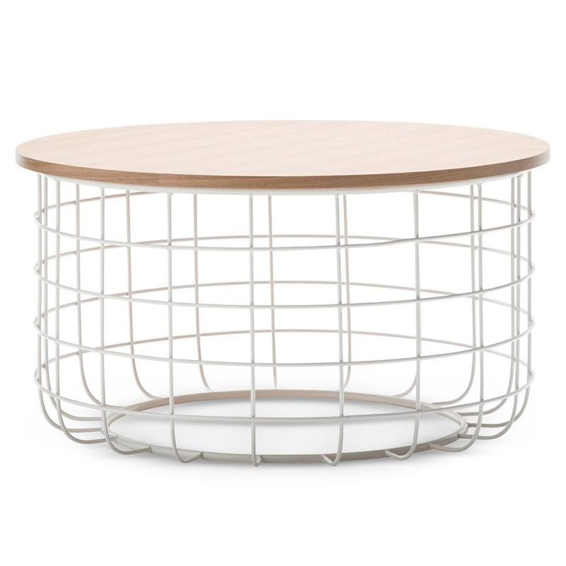 Gabriela Round Cage Coffee Table w/ Light Oak Top - MyDeal