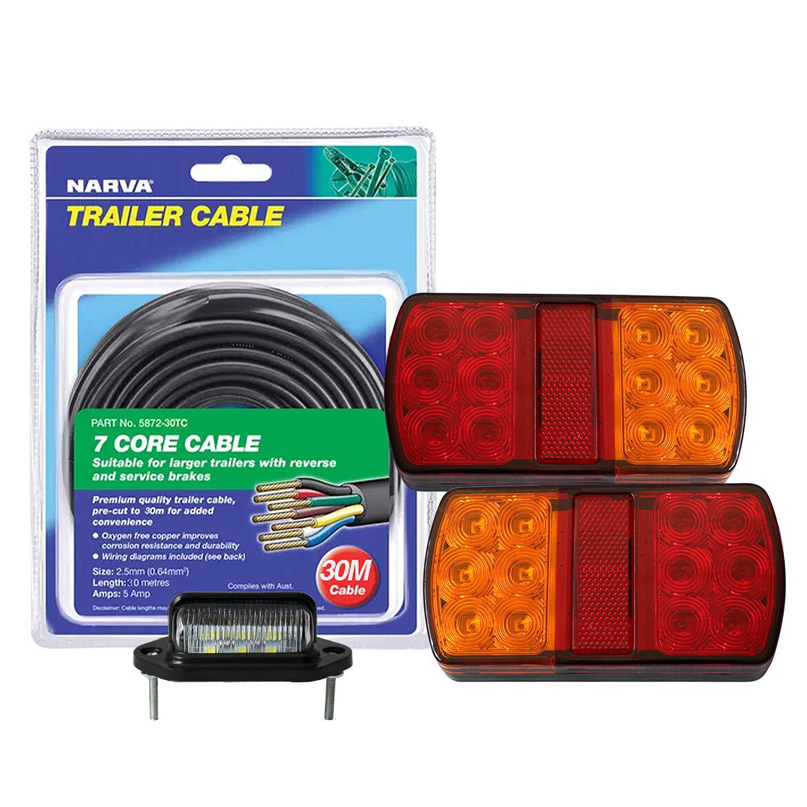 Buy Elinz 2x LED Tail Lights Stop Turn Indicator Number Plate Light 12V ...