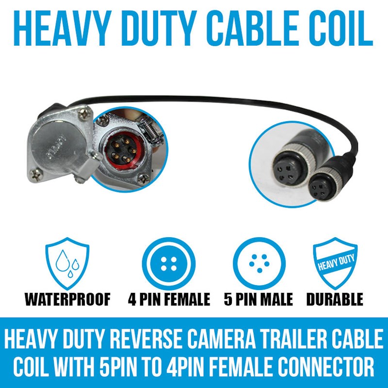 Buy Heavy Duty Reverse Camera Trailer Cable Coil With 5Pin To 4Pin Female Connector - MyDeal ...