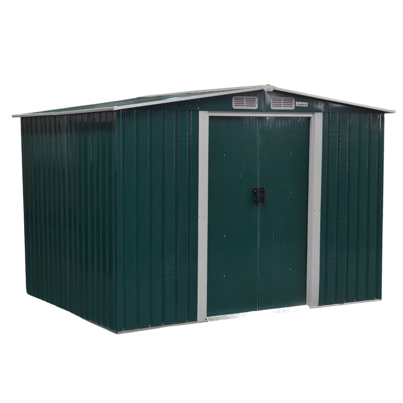 Buy 8ft x 8ft Garden Shed Spire Roof Outdoor Storage Shelter- Green ...