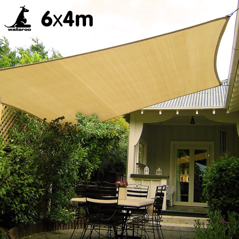 Buy Wallaroo 6m X 4m Outdoor Sun Shade Sail Canopy - Sand Cloth ...