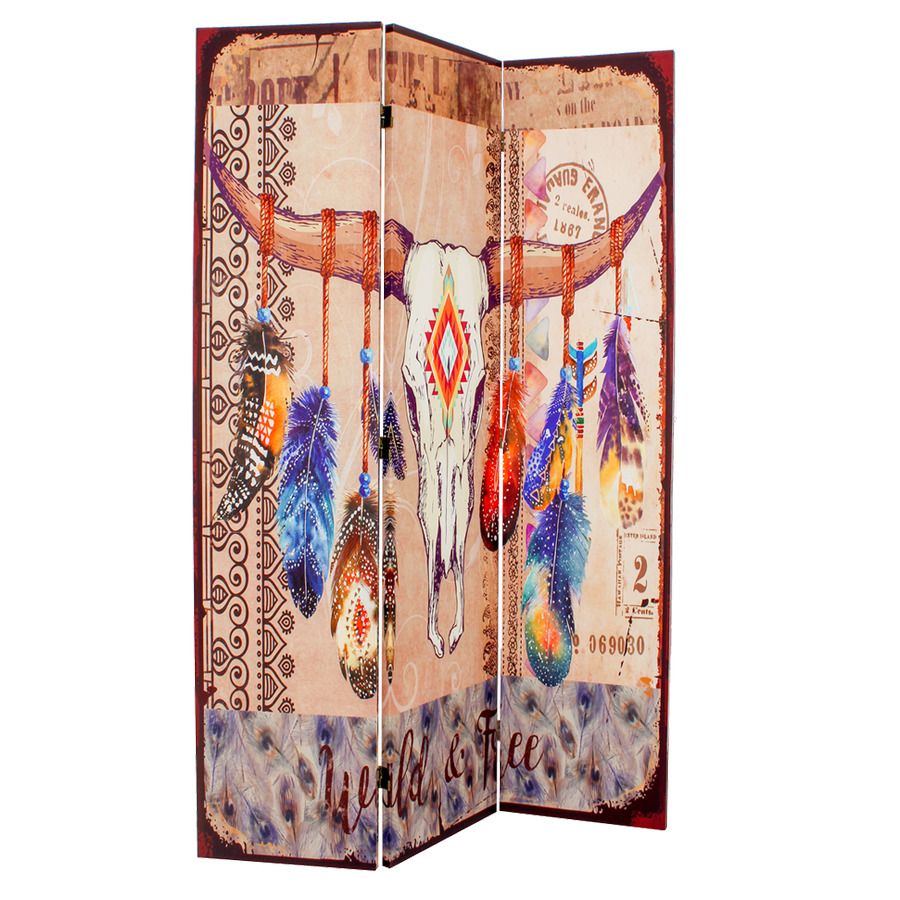 Buy Canvas Boho Room Divider Screen 3 Panel - MyDeal Australia