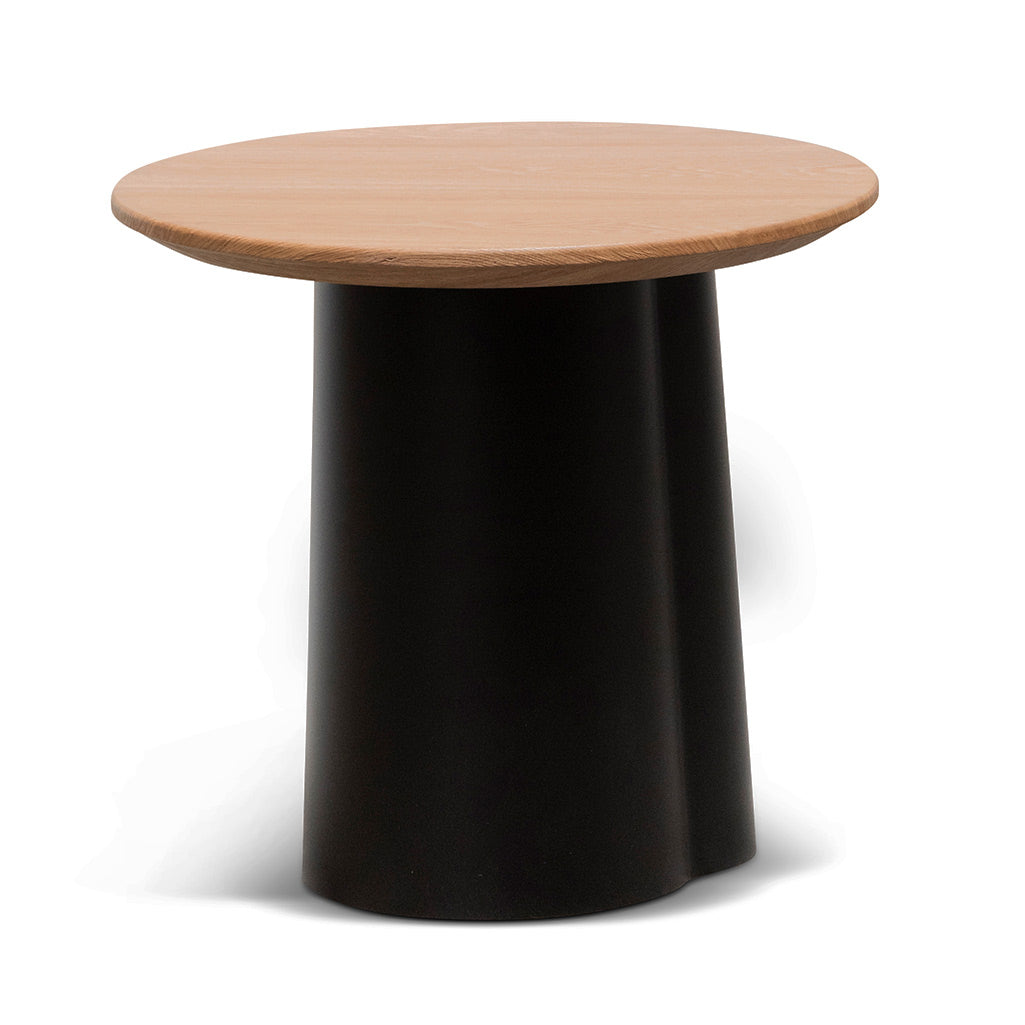 Buy Polly Round Side Table - Black with Natural Top - MyDeal Australia