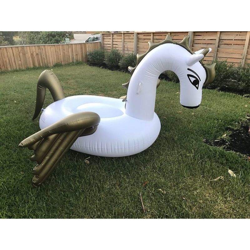 Buy Giant PVC Inflatable Pegasus Pool Float White Gold - MyDeal