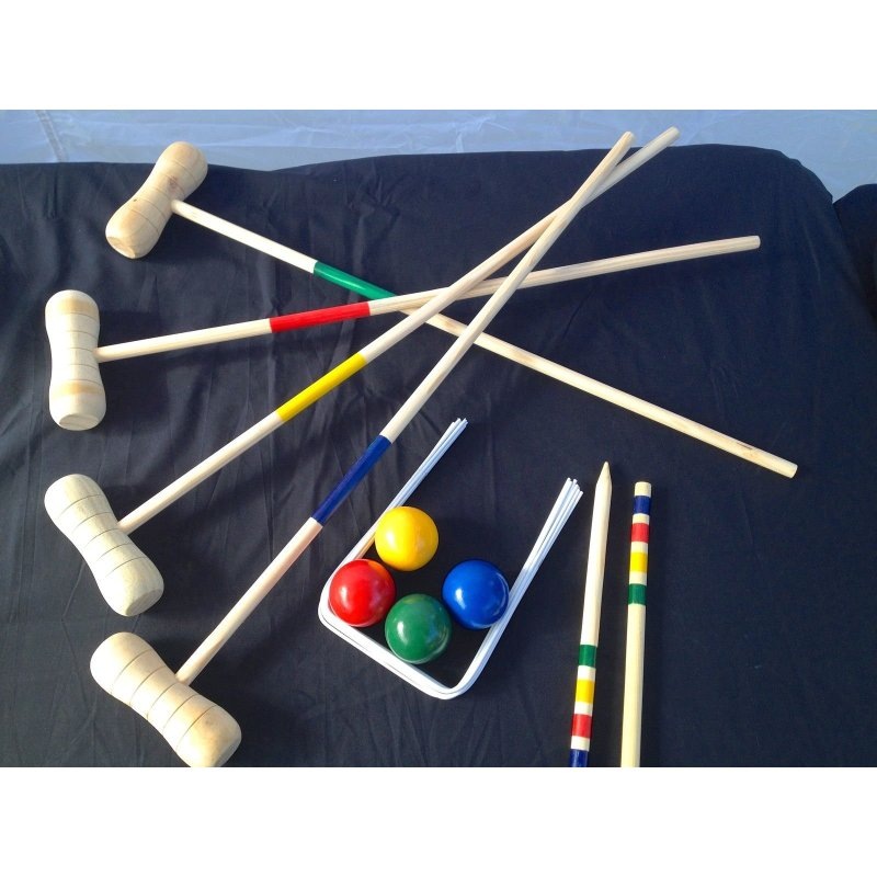 Kid's Wooden Outdoor Mini Croquet Set with 4 Mallets - MyDeal