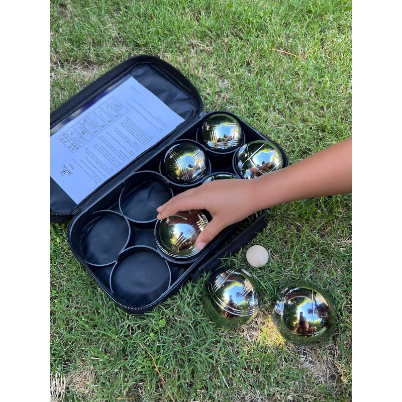 Buy Deluxe 8 Metal Bowls Bocce/Petanque Game Set Silver w/ Rules - MyDeal