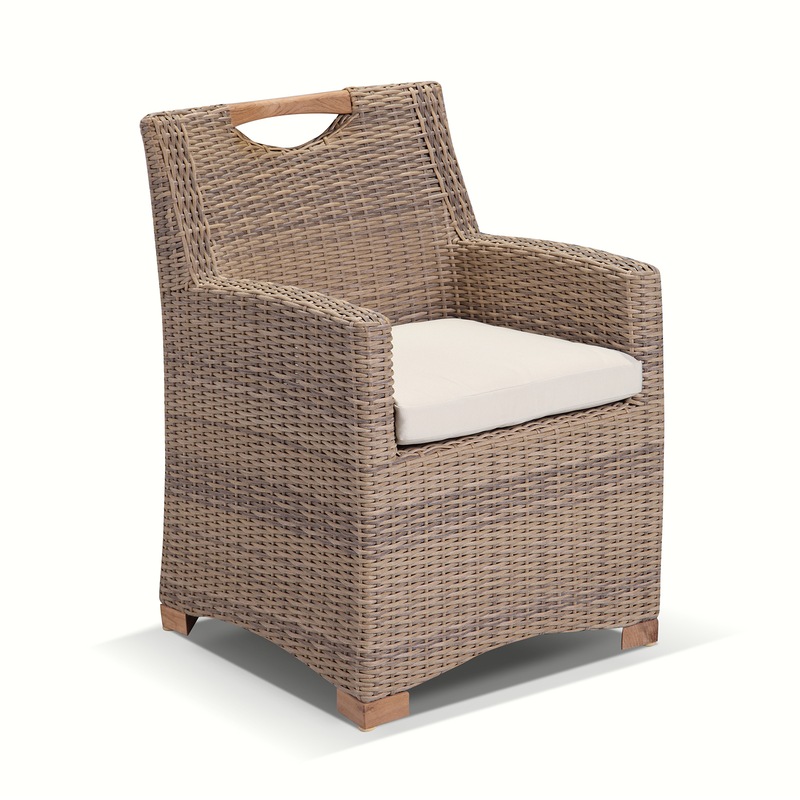 Buy Freedom Outdoor Wicker And Teak Timber Dining Arm Chair In Half ...