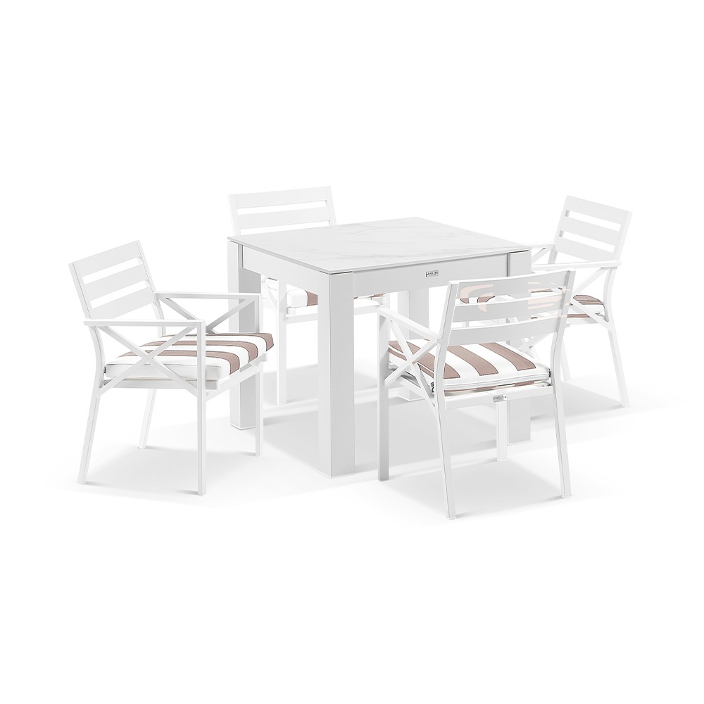 Buy Hugo Outdoor 4 Seater Square Ceramic And Aluminium Dining Table ...
