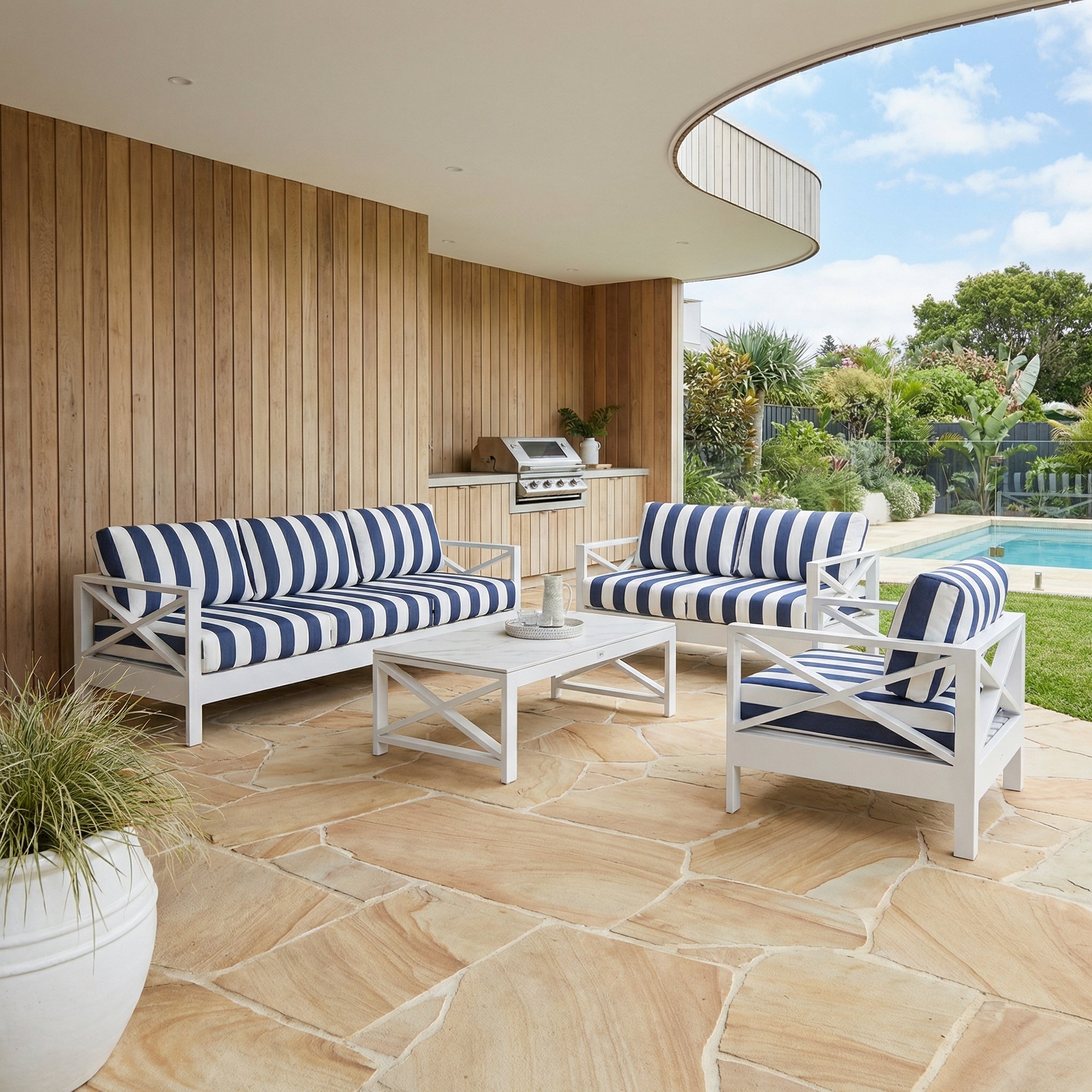 Buy Kansas 3+2+1 seater Outdoor Aluminium Lounge Set with Coffee Table ...