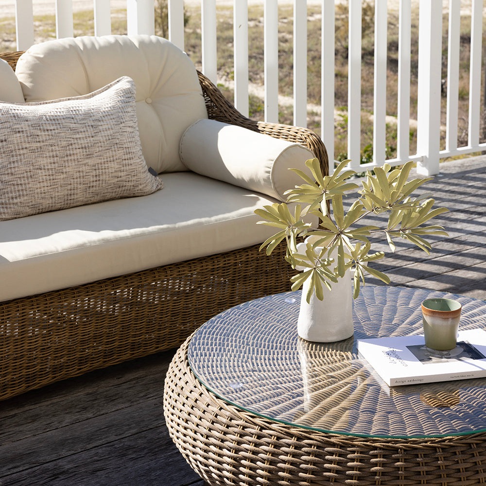 Buy Plantation Outdoor Wicker 3 Seater Rattan Lounge - Outdoor Wicker ...