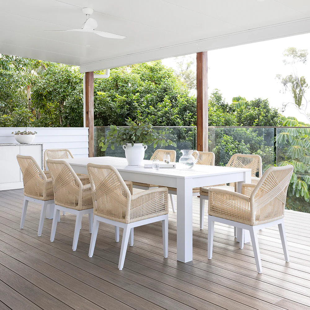 Buy Santorini 2.5m Outdoor Rectangle Aluminium Dining Table with 8 Hugo ...