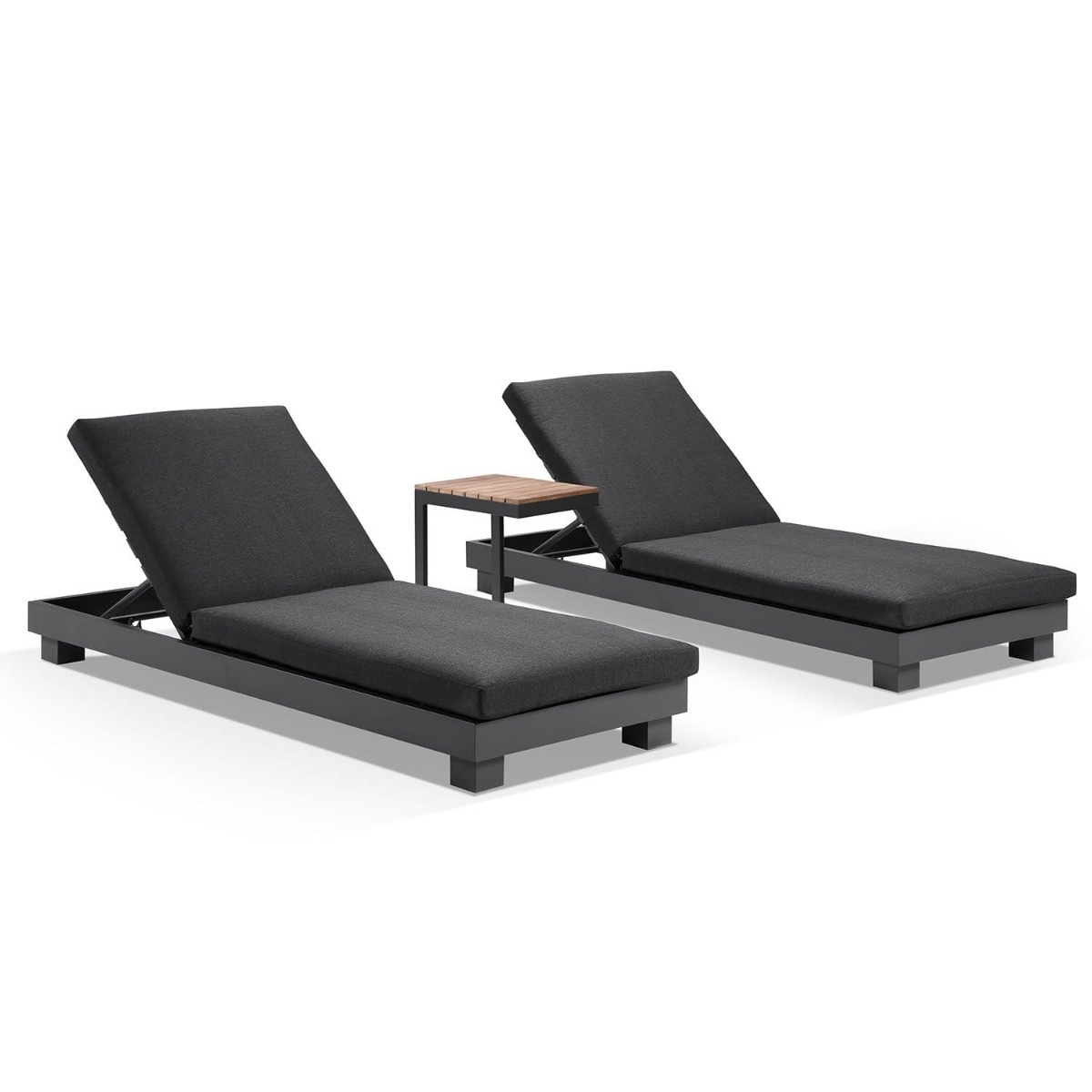 Buy Santorini Aluminium Sun Lounge Set In Charcoal W/ Side Table ...