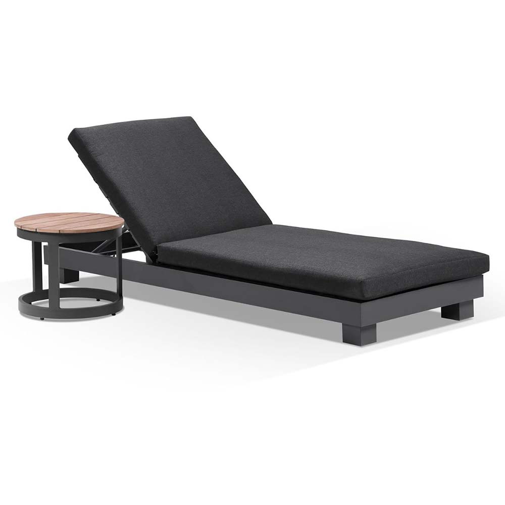 Buy Santorini Aluminium Sun Lounge W/ Round Table In Charcoal - MyDeal ...