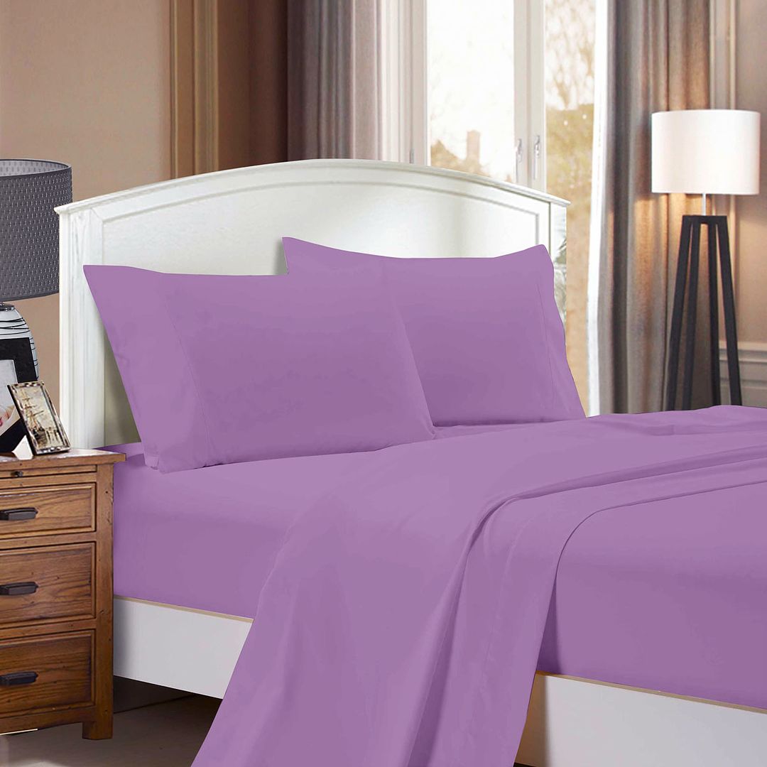 Buy Super Soft Flat & Fitted Sheet Set - King Single Size Bed - Lilac ...