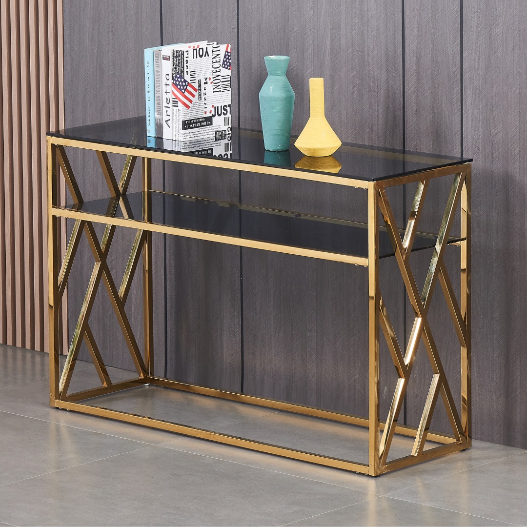 Buy BT Gianna Gold Console/Hall Table with Shelf - MyDeal Australia