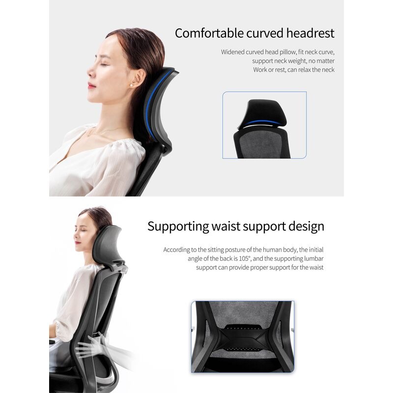 Buy Ergonomic Office Chair Computer Chair Mesh Curved Headrest High ...