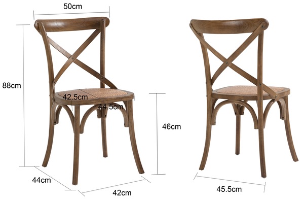 Buy Set of 2 Wooden Crossback Chairs Walnut Commercial Grade - MyDeal ...