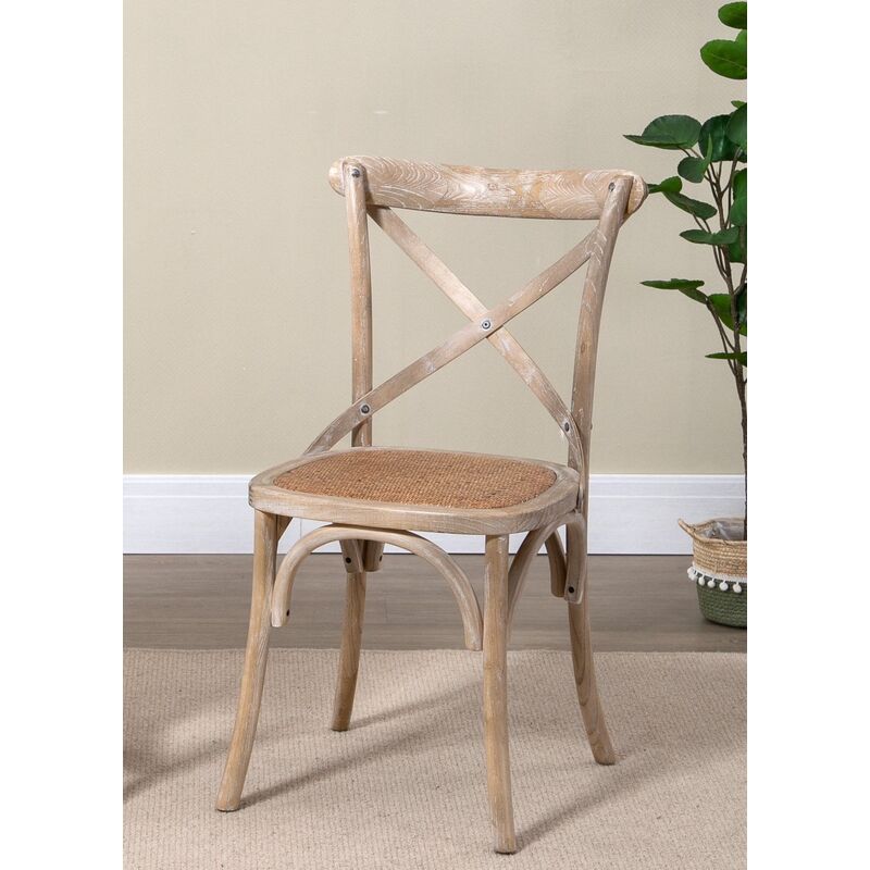 Buy Set of 2 Wooden Crossback Chairs Washed White Commercial Grade ...