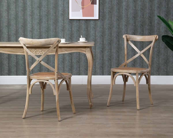 Buy Set of 2 Wooden Crossback Chairs Washed White Commercial Grade ...