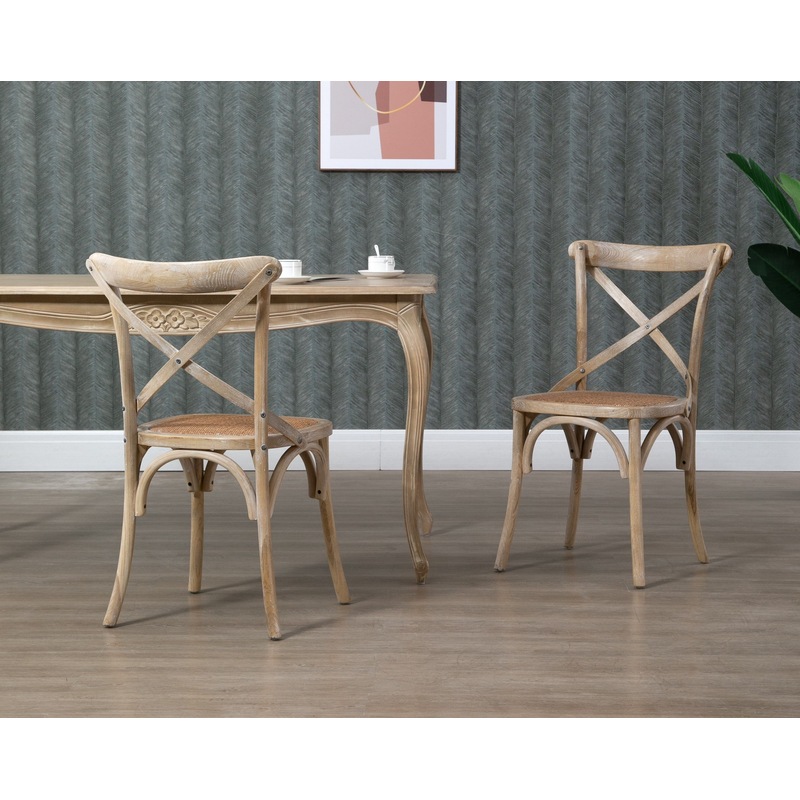 Buy Set of 2 Wooden Crossback Chairs Washed White Commercial Grade - MyDeal