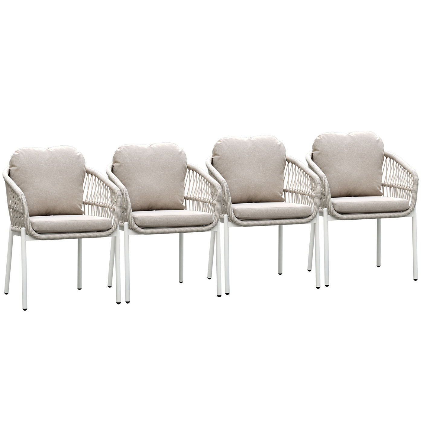 Buy Bali White Aluminium Outdoor Dining Chairs with Arms – Beige Rope ...
