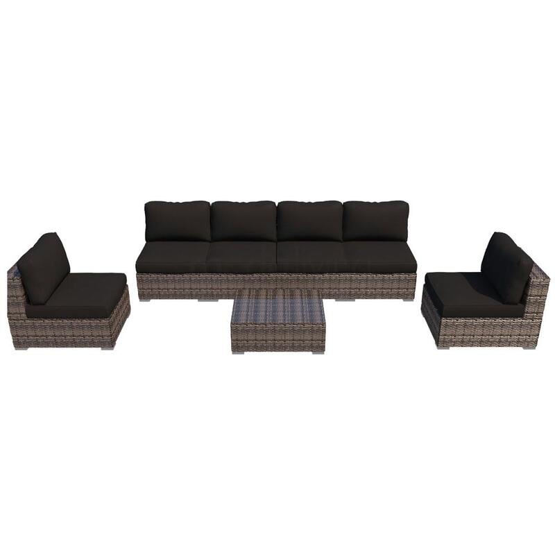Hamilton 7 Piece Modular PE Wicker Outdoor Sofa Set - Black Cushion ...