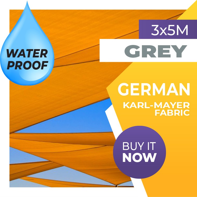 Buy WATERPROOF SHADE SAIL RECTANGLE GREY 3mx5m 5mx3m 5m x 3m SUN 3x5 ...