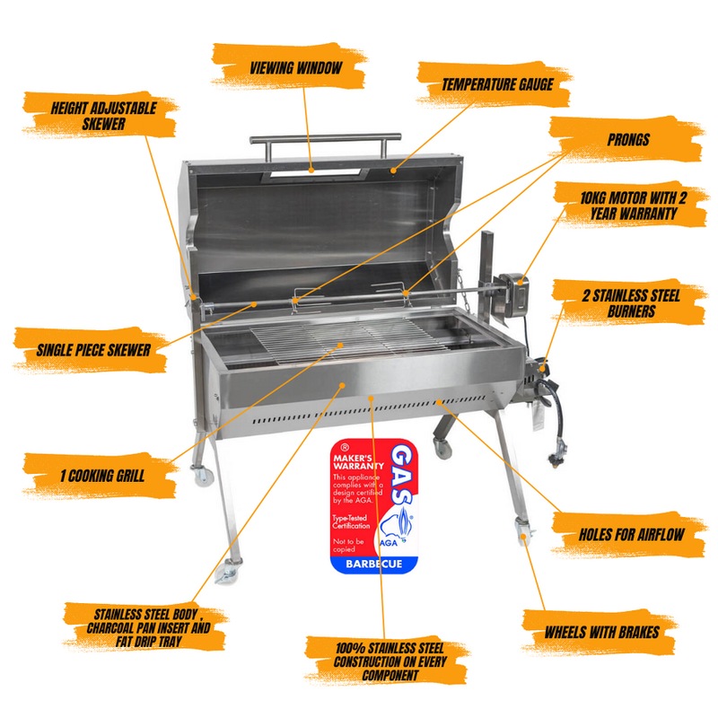 Flaming Coals Dual Fuel Spit Roaster 1000mm | Buy Spit Rotisseries ...