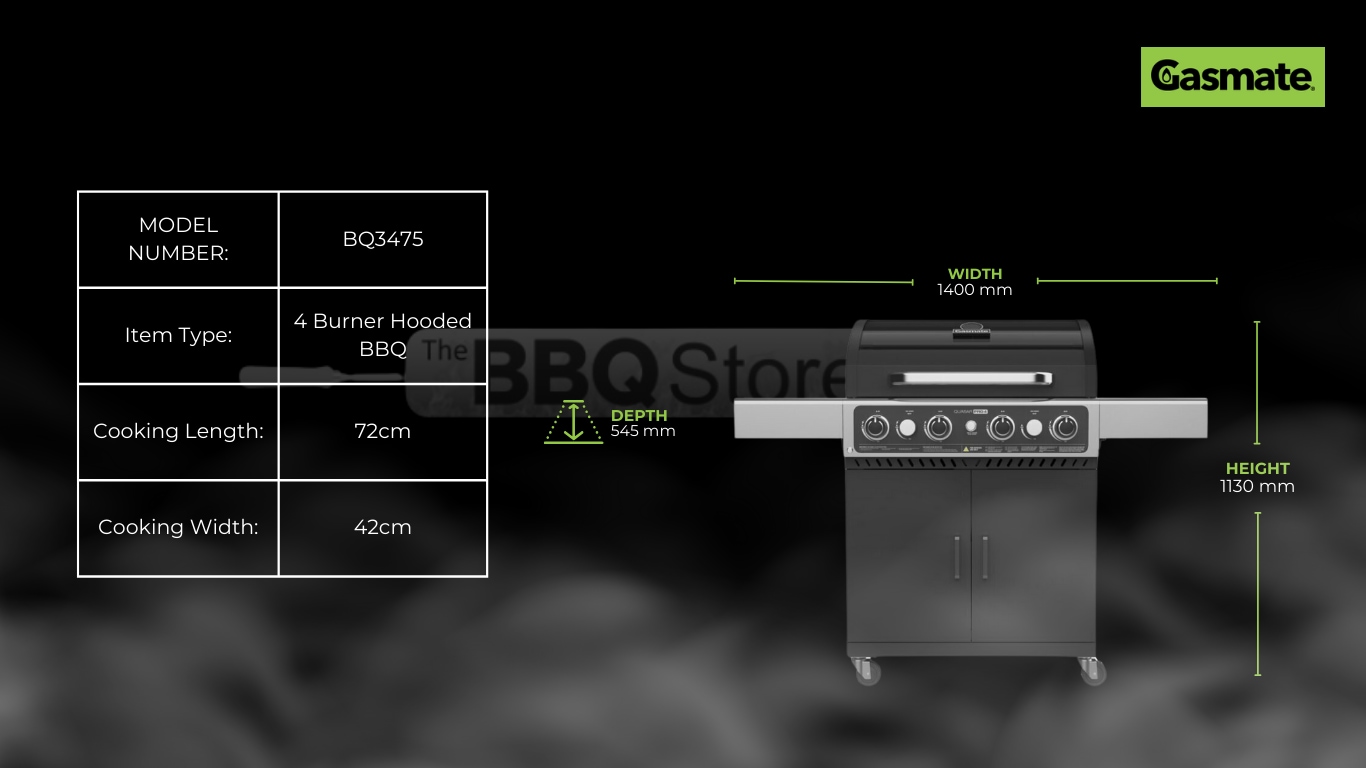 Buy Gasmate 4B Quasar Pro Hooded BBQ - MyDeal Australia
