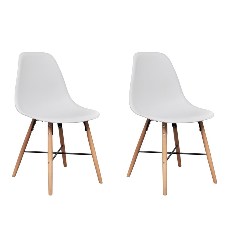 2x Dining Chairs with Hardwood Legs Armless White Home Kitchen Seat ...