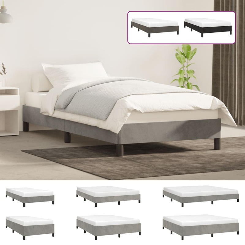 Buy Bed Frame Double Queen King Single Slatted Bed Base Dark Grey ...