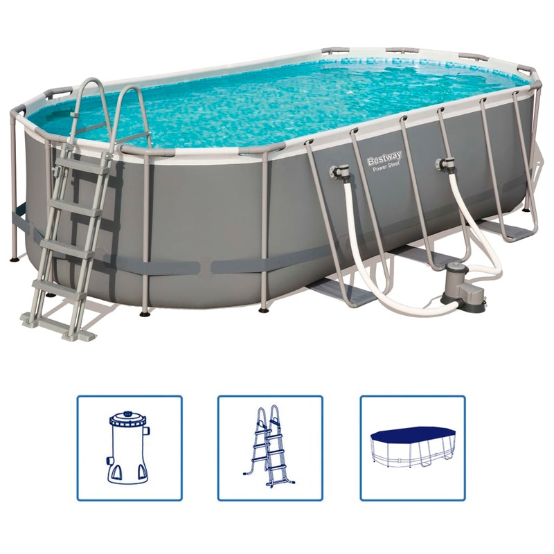 Bestway Power Steel Swimming Pool Set Oval 549x274x122cm - MyDeal