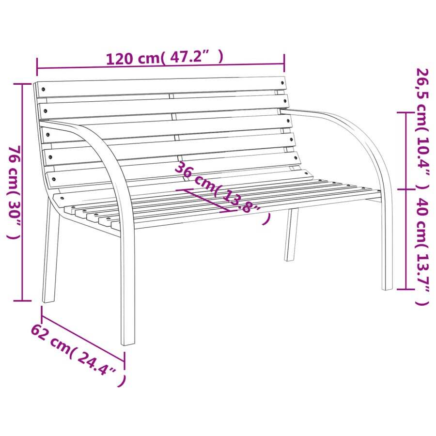 Buy Garden Bench 120 cm Wood and Iron - MyDeal
