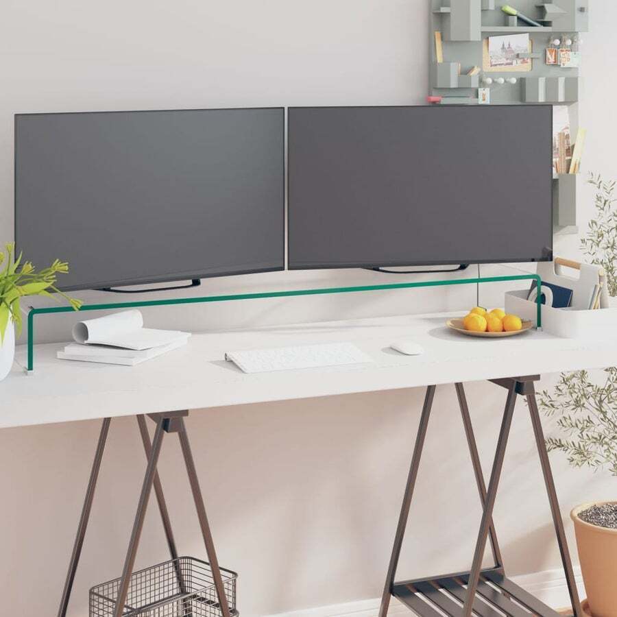 Buy TV Stand/Monitor Riser Glass Clear 120x30x13 cm - MyDeal