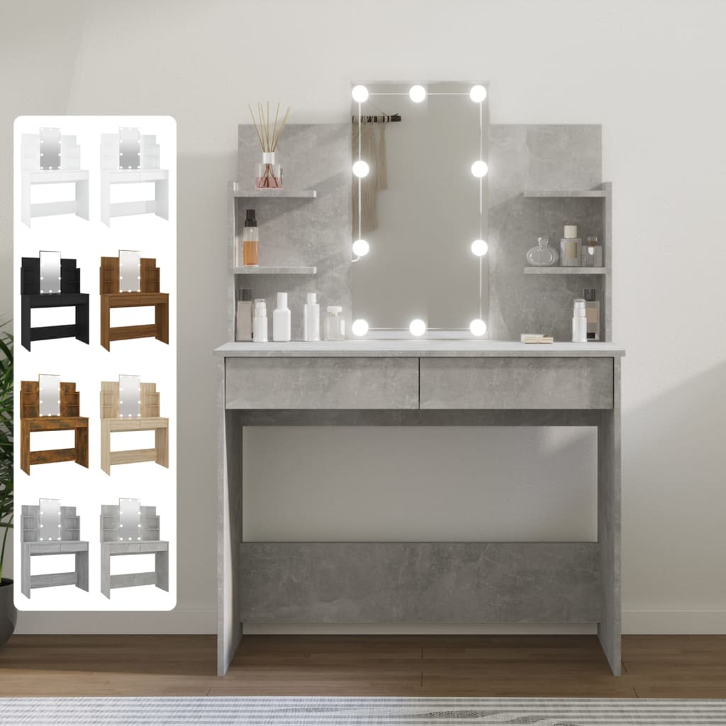 Buy Dressing Table with LED Makeup Cosmetic Desk with Storage Multi ...