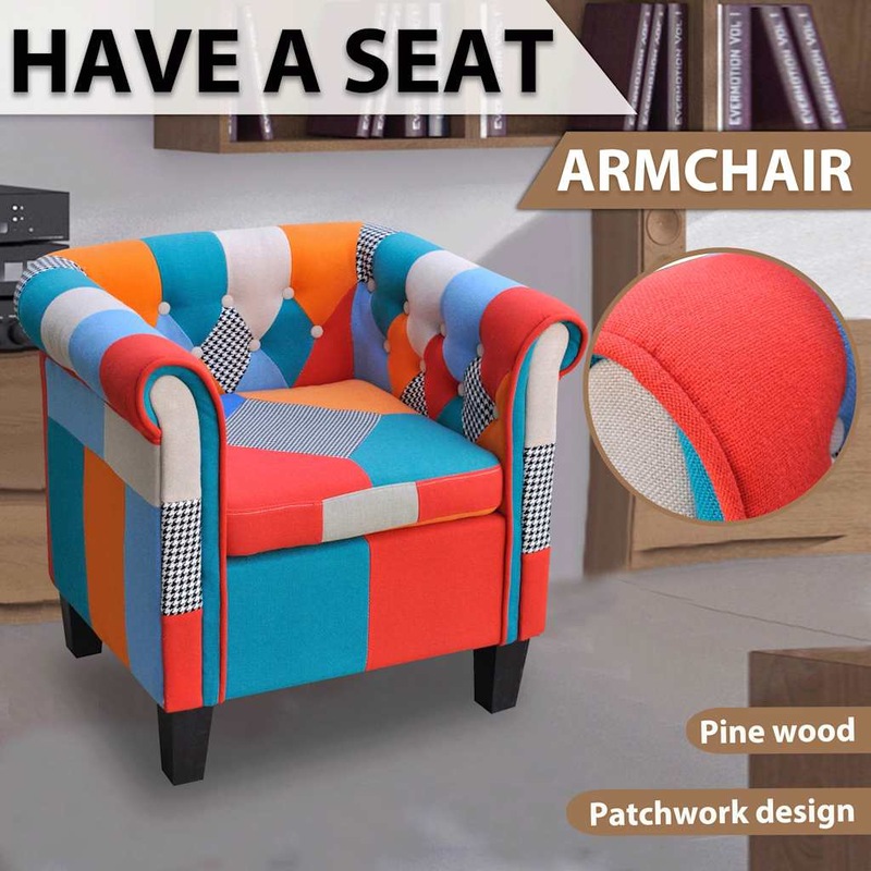 Buy Armchair with Patchwork Design Fabric vidaXL - MyDeal