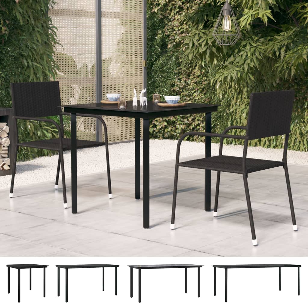 Buy Garden Dining Table Outdoor Patio Dinner Table Black Steel and ...
