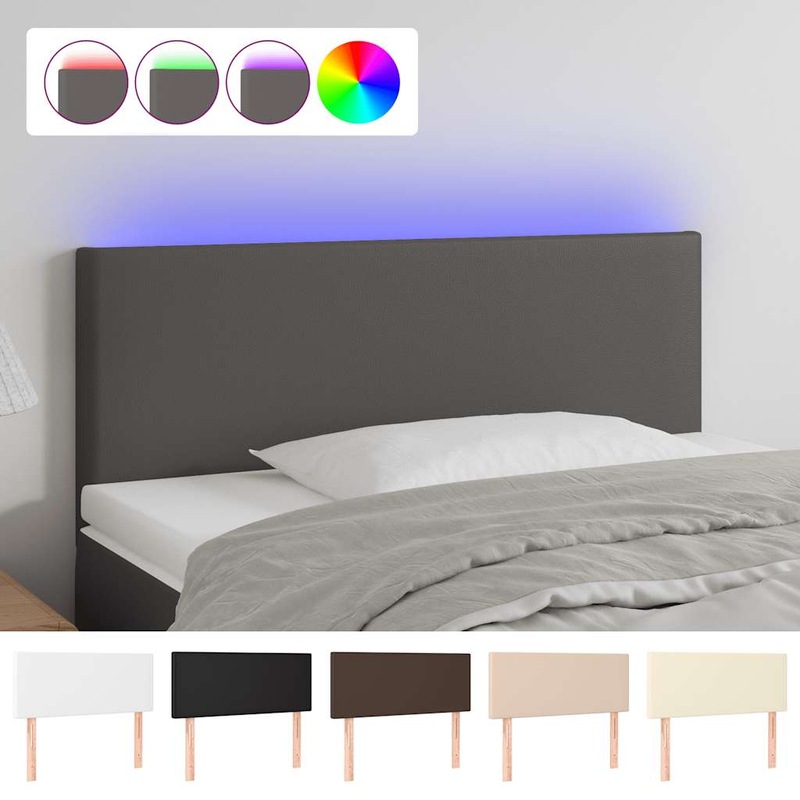 Buy LED Headboard Faux Leather Bed Header Frame Base Multi Colours ...
