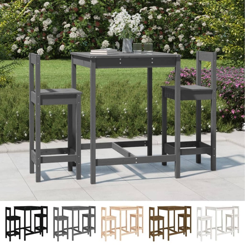 Buy Outdoor Bar Set 3 Piece Outdoor Bar Table and Chairs Solid Wood ...